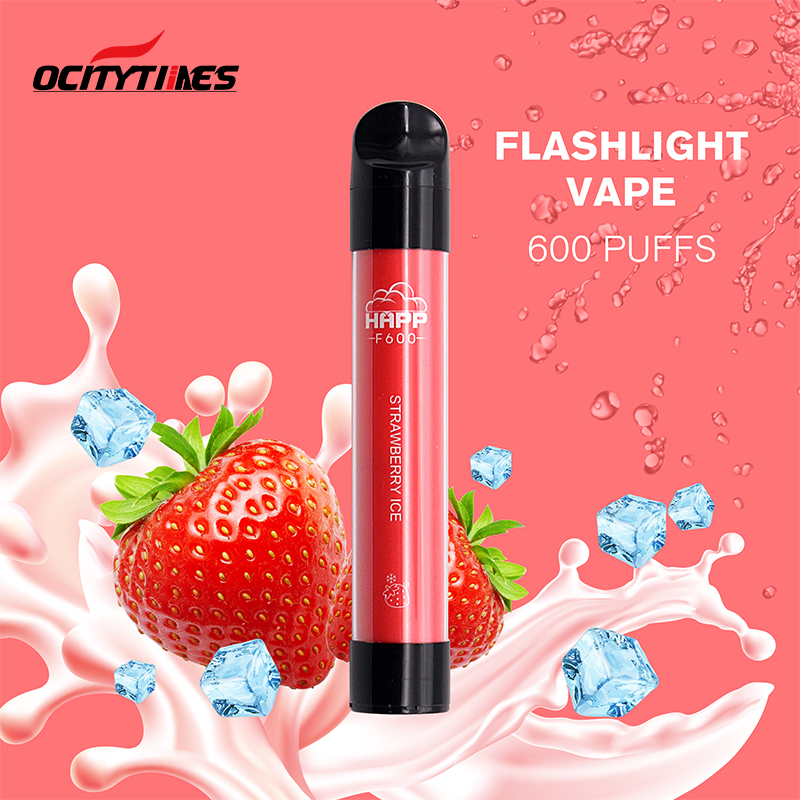 Strawberry ice LED flashlight 600 puffs disposable pod vape pen - Buy ...